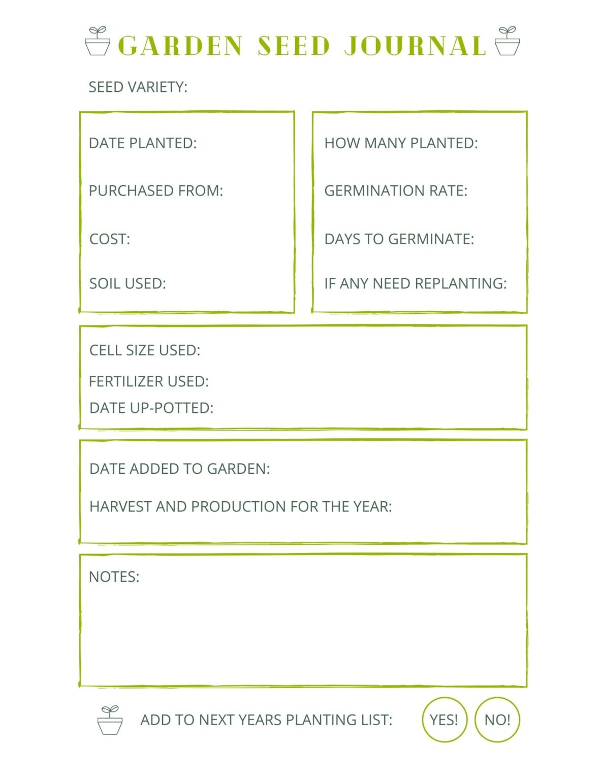Tomato & Pepper Seed Starting | Garden Seed Journal Printable ...